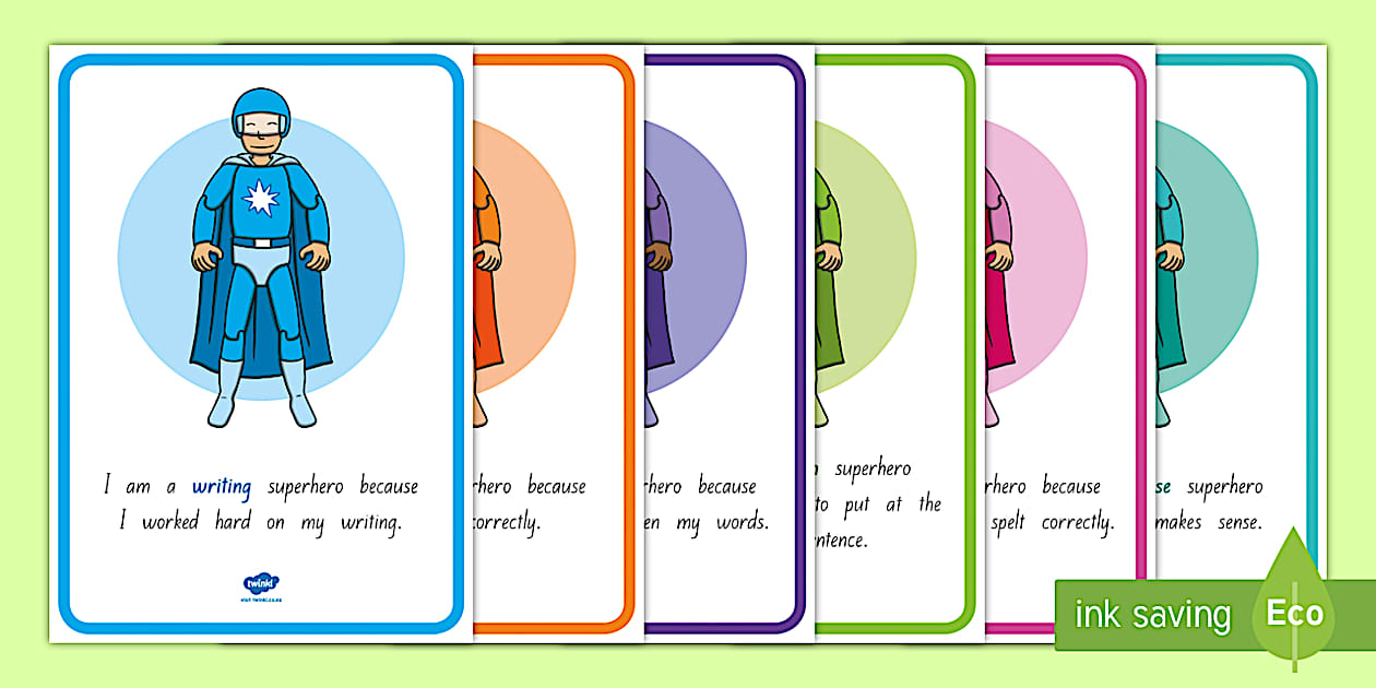 I Am a Writing Superhero Display Posters (teacher made)