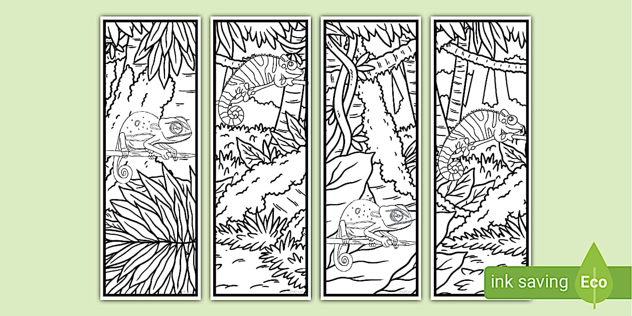Chameleon Colouring Bookmarks (Teacher-Made) - Twinkl
