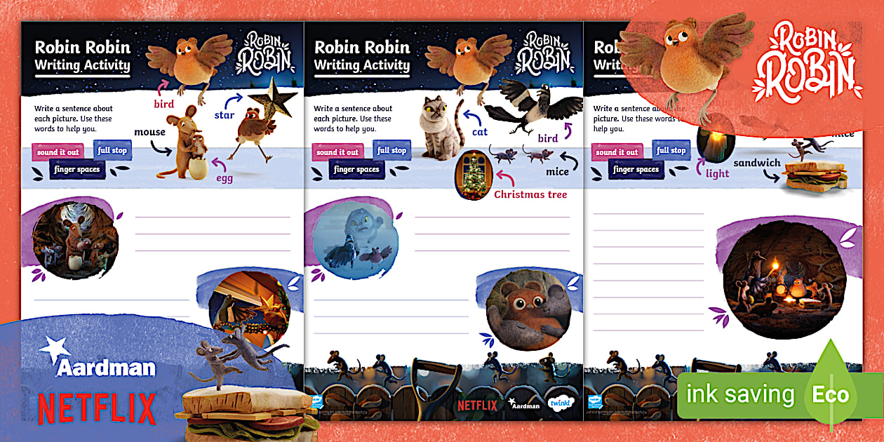 FREE! - Robin Robin Writing Activity | Ages 3-5 | Twinkl and Netflix