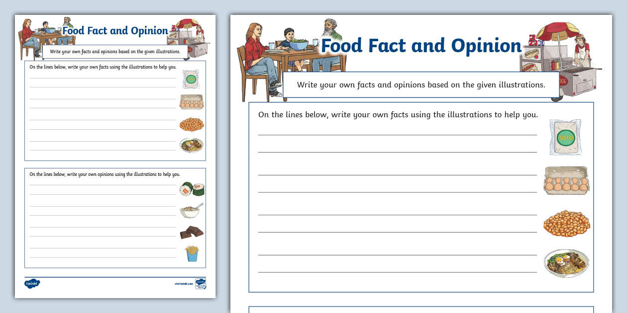 KS2 Food Fact and Opinion Worksheet (teacher made) - Twinkl