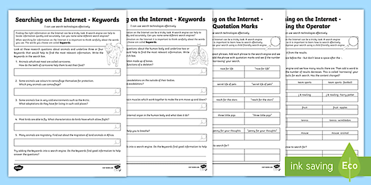 Searching the Internet Activities Ages 7-11 (teacher made)