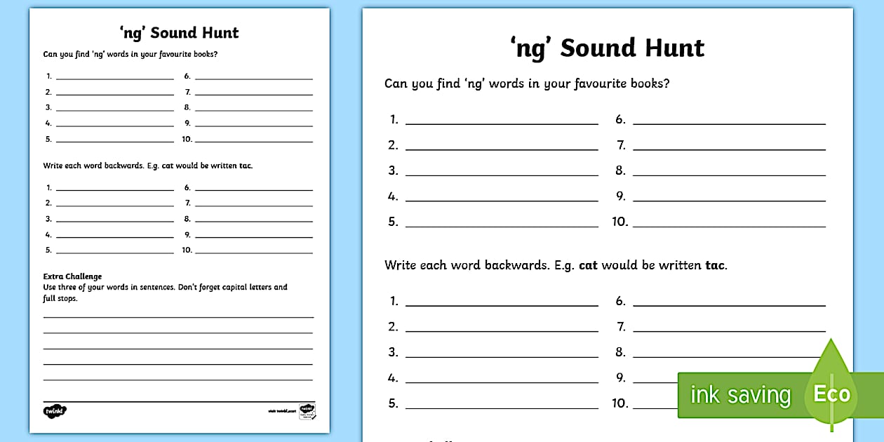 'ng' Sound Hunt Activity (teacher made) - Twinkl