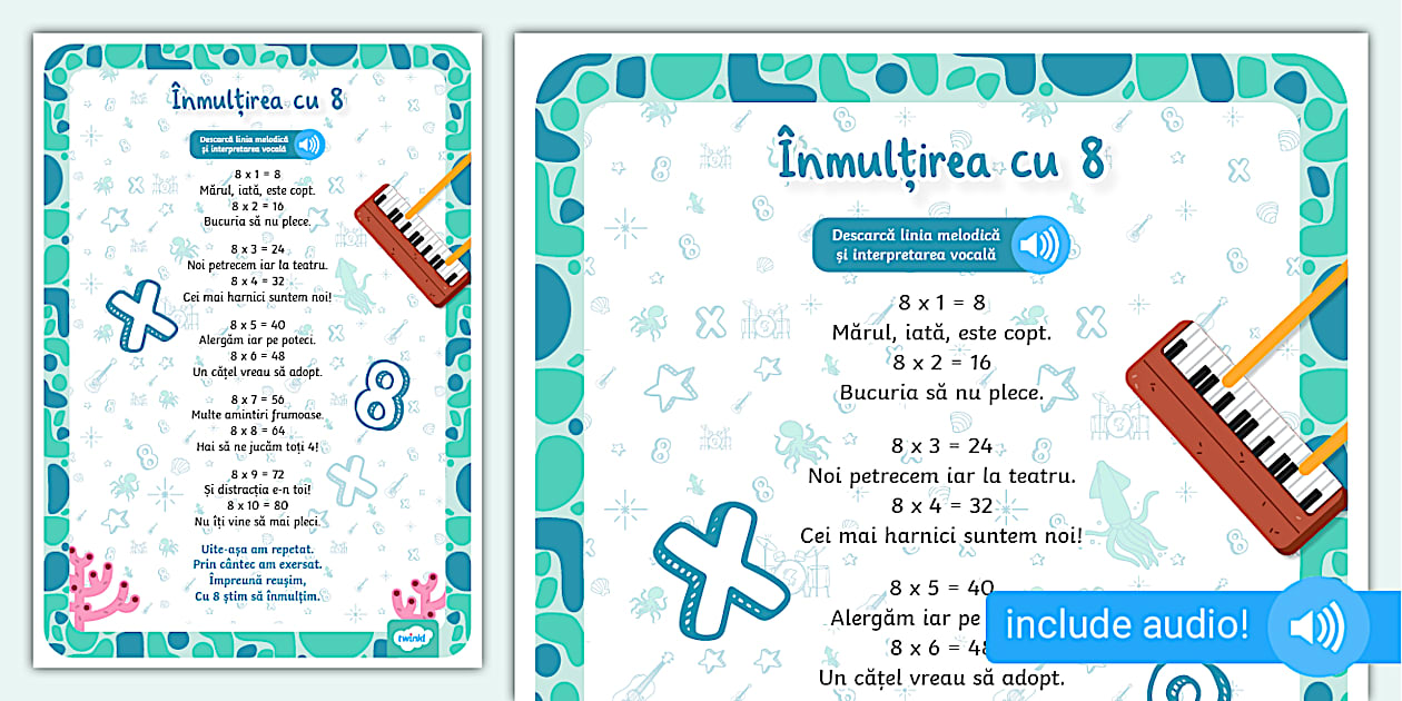 Înmulțirea cu 8 – Cântec pentru copii