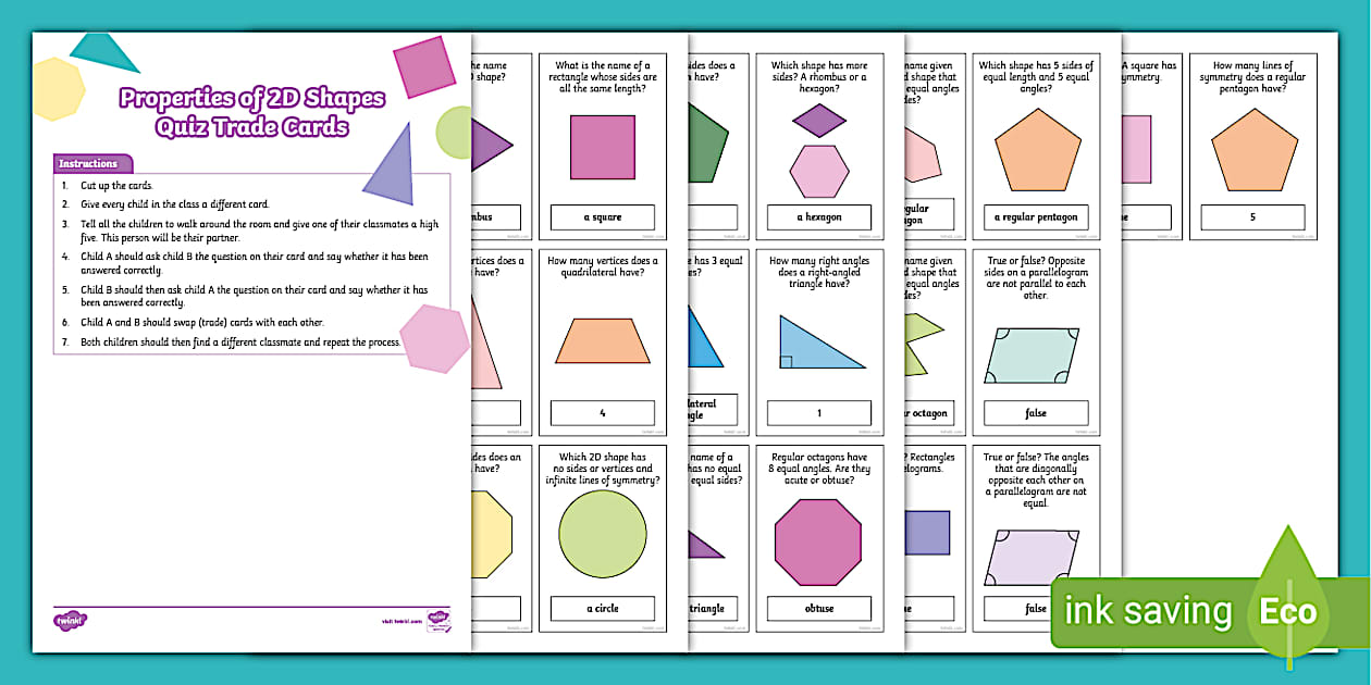 👉 Properties of 2D Shapes Quiz Trade Cards - Twinkl - KS2