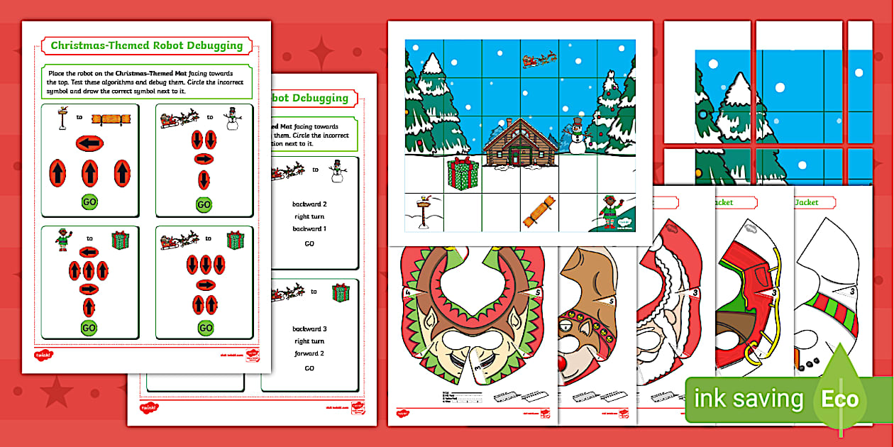 Christmas-Themed Robot Debugging Activity Pack (Compatible with Bee-Bot)