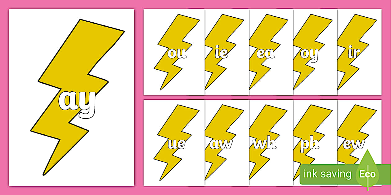 Phase 5 Graphemes on Lightning Bolts - - Twinkl