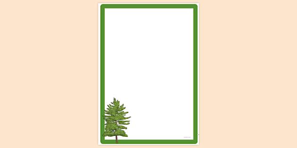 Simple Blank Pine Tree Page Border | Page Borders - Twinkl