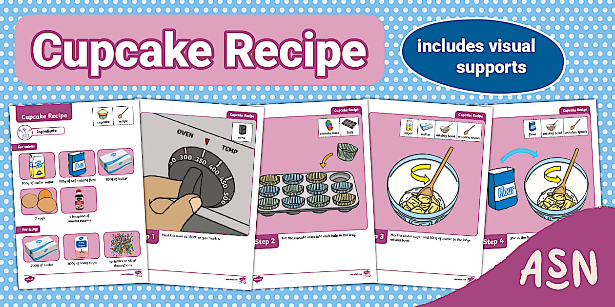 Cupcake Recipe Cards with Visual Supports