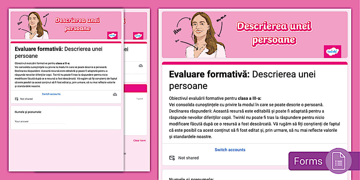 Descrierea unei persoane –Evaluare formativă clasa 3/a III-a