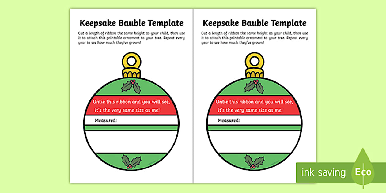 Keepsake Bauble Template Activity (teacher made) - Twinkl