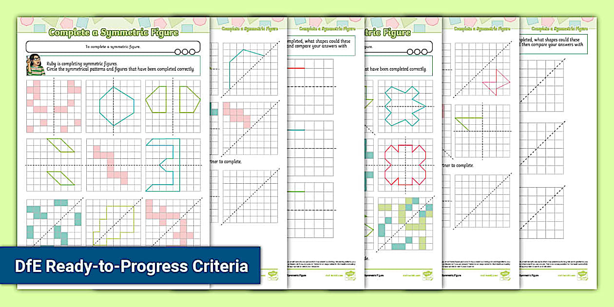 👉 Complete Symmetric Figures Differentiated Maths Worksheets