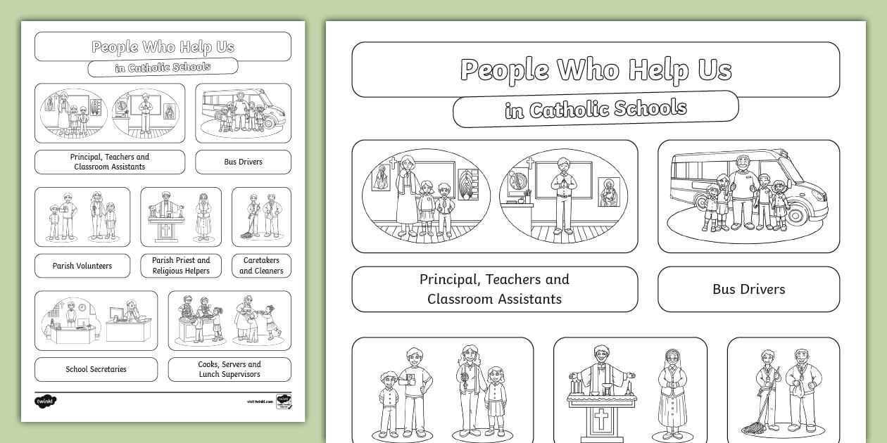 People Who Help Us in Catholic Schools Activity Sheet