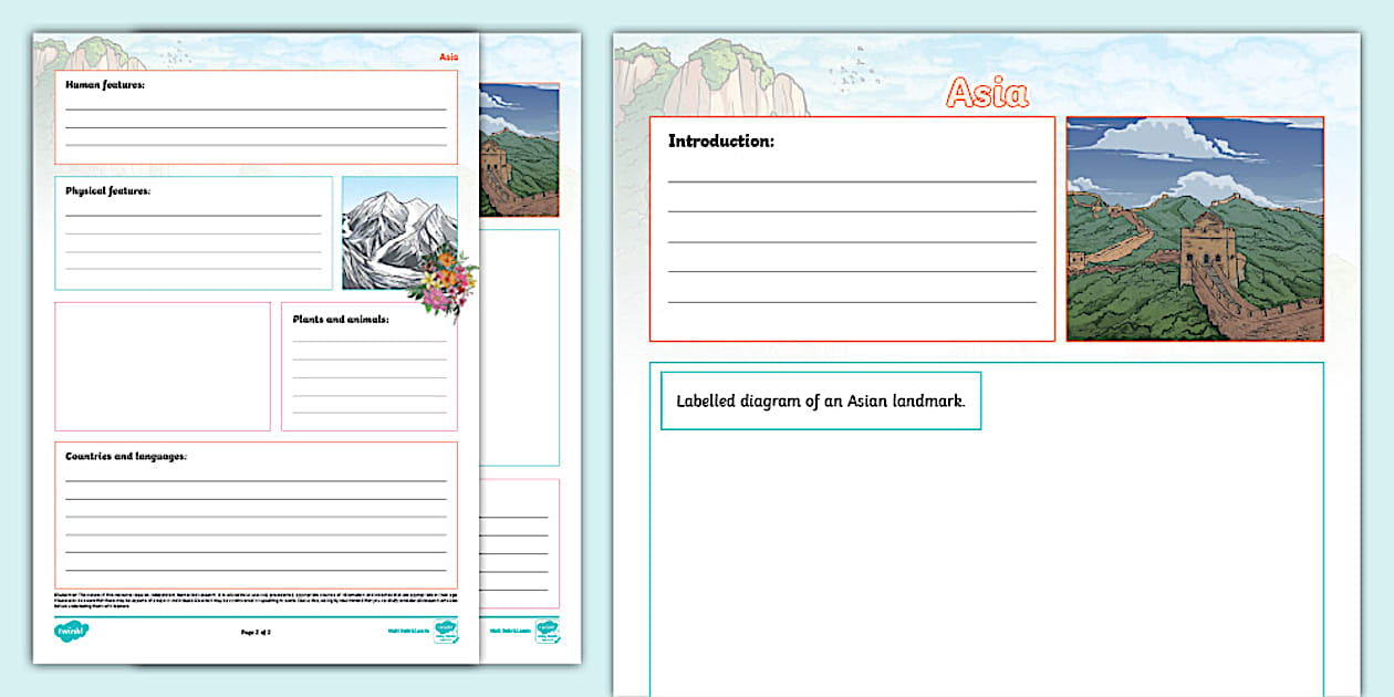 KS2 Asia Non-Chronological Report Template