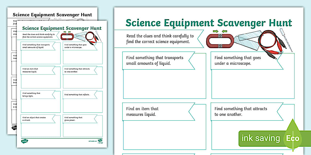 Science Equipment Scavenger Hunt Activity - Twinkl
