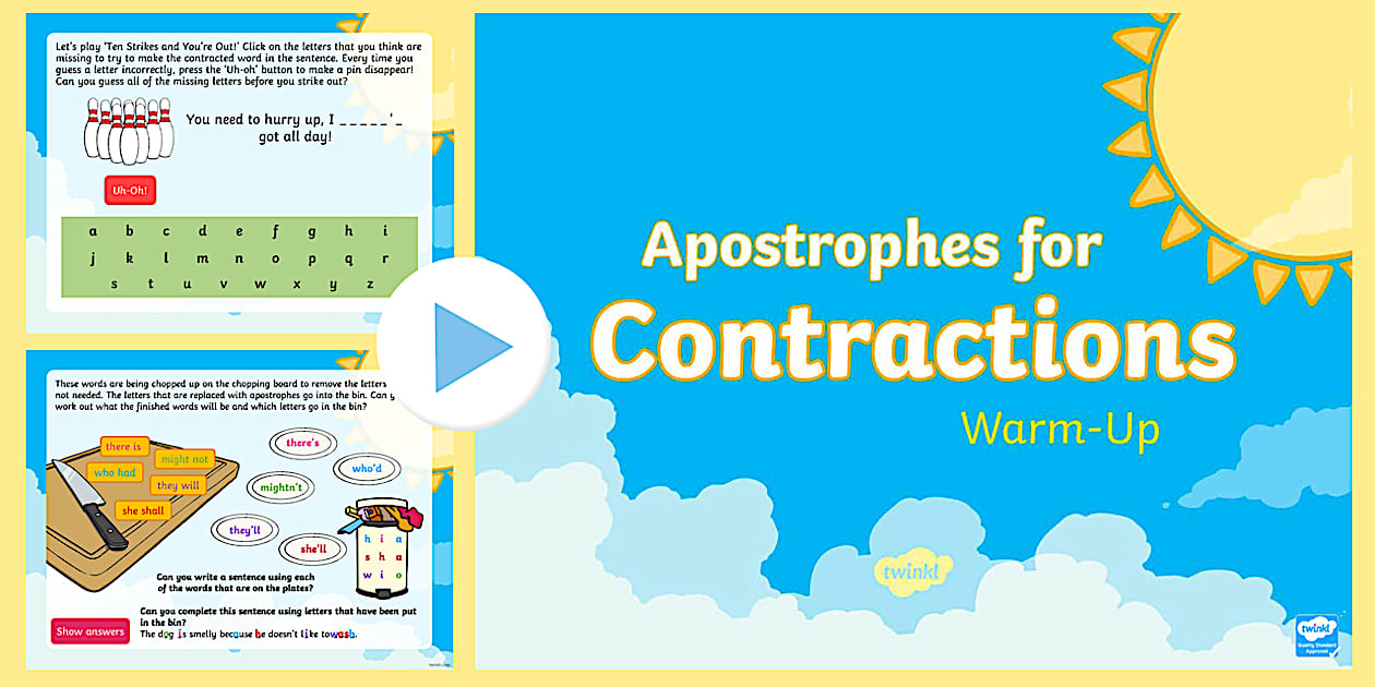 KS1 Apostrophes for Contractions PowerPoint - Warm-up Activity