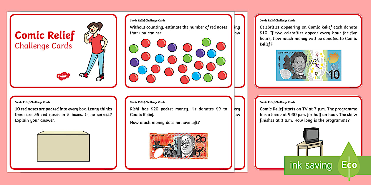 TAS Comic Relief Challenge Cards (teacher made) - Twinkl