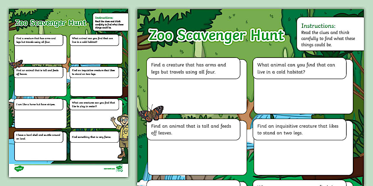 Zoo Scavenger Hunt (teacher made) - Twinkl