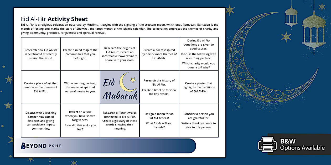 Eid-al-Fitr Activity Sheet (teacher made) - Twinkl