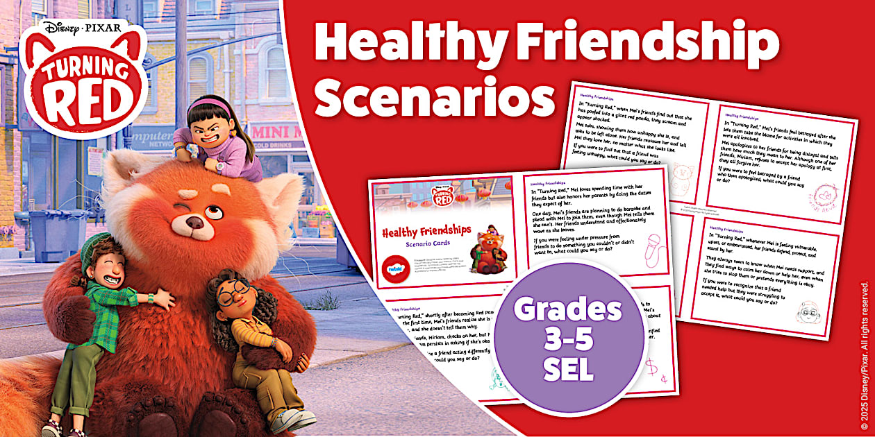 Turning Red: Healthy Friendship Scenario Cards for 3rd-5th