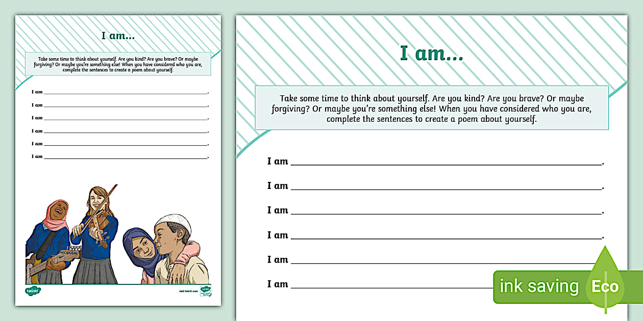 I am... Poem Template (Teacher-Made) - Twinkl