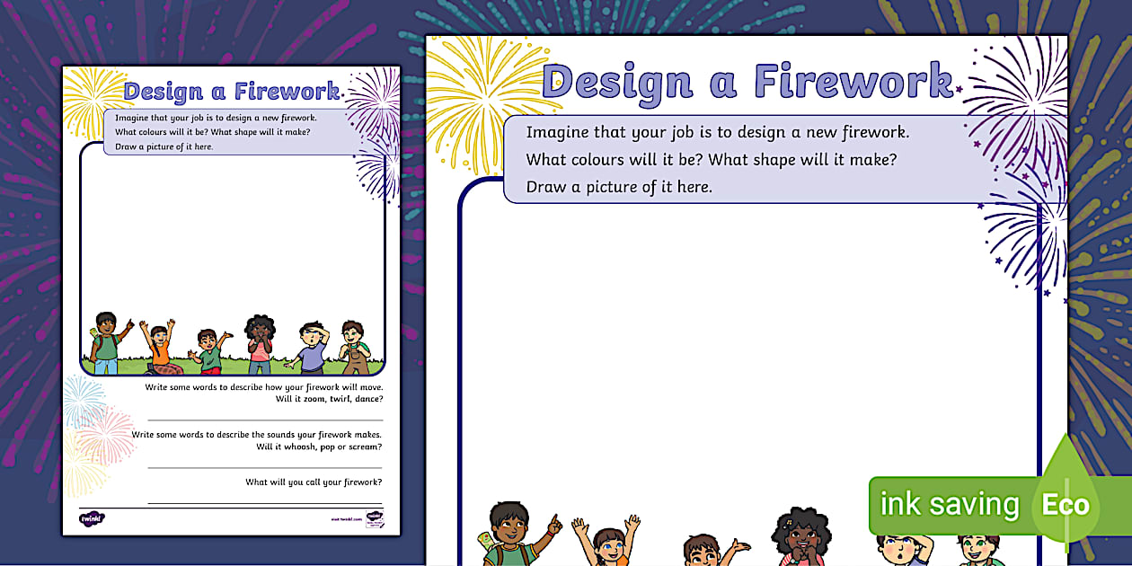 Editable Bonfire Night Firework Design Worksheet - Twinkl