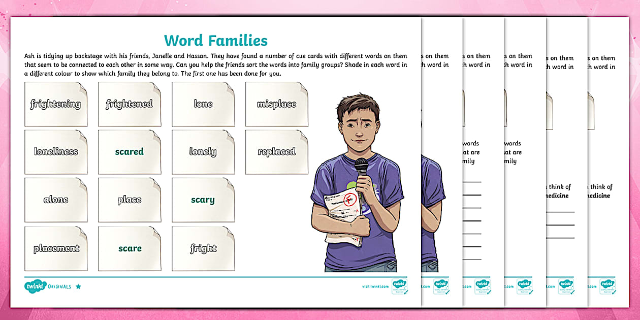KS2 Recognising Word Families Differentiated Worksheet