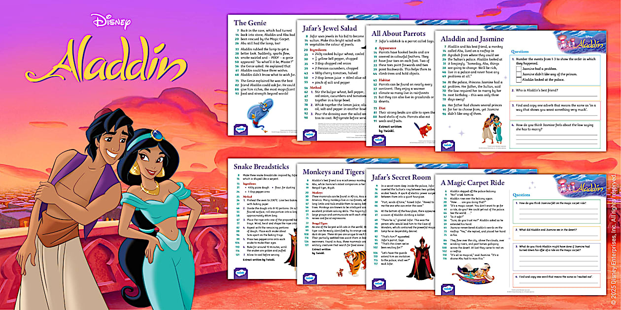 Aladdin: 60-Second Reads Activities