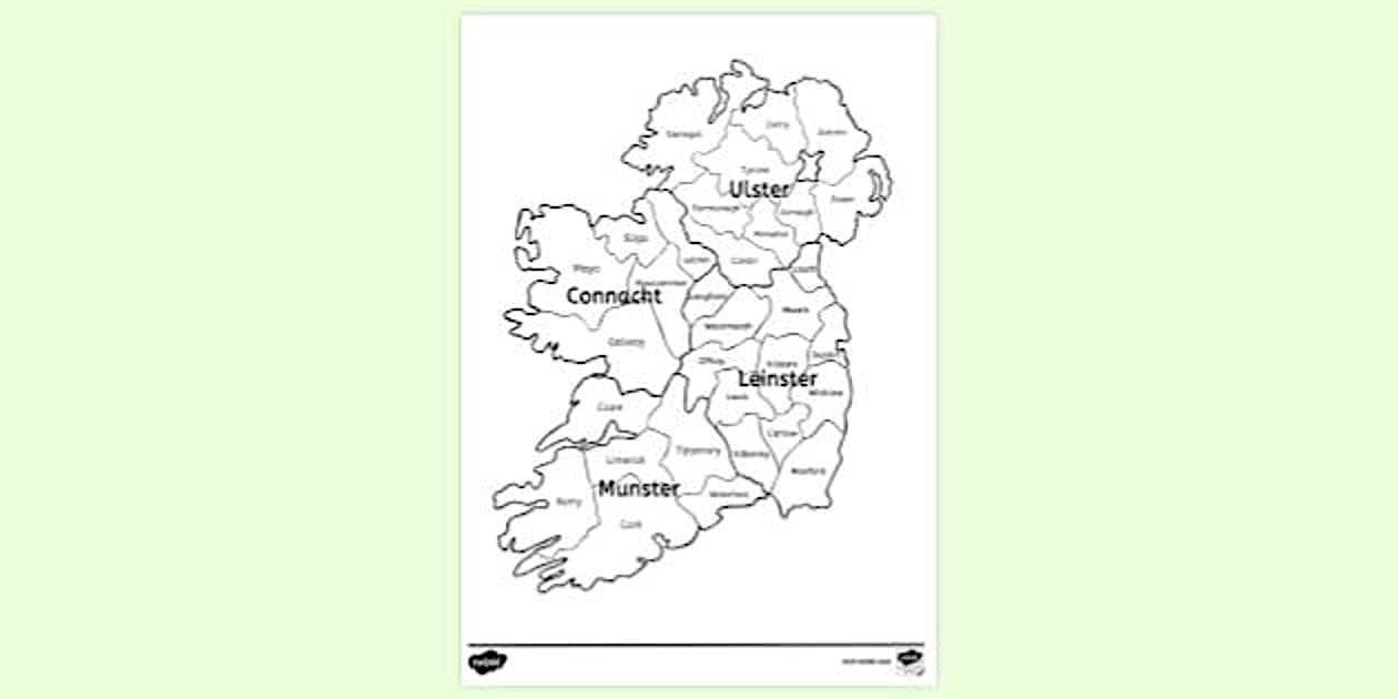 Map of Ireland Showing Kilkenny Colouring Sheet