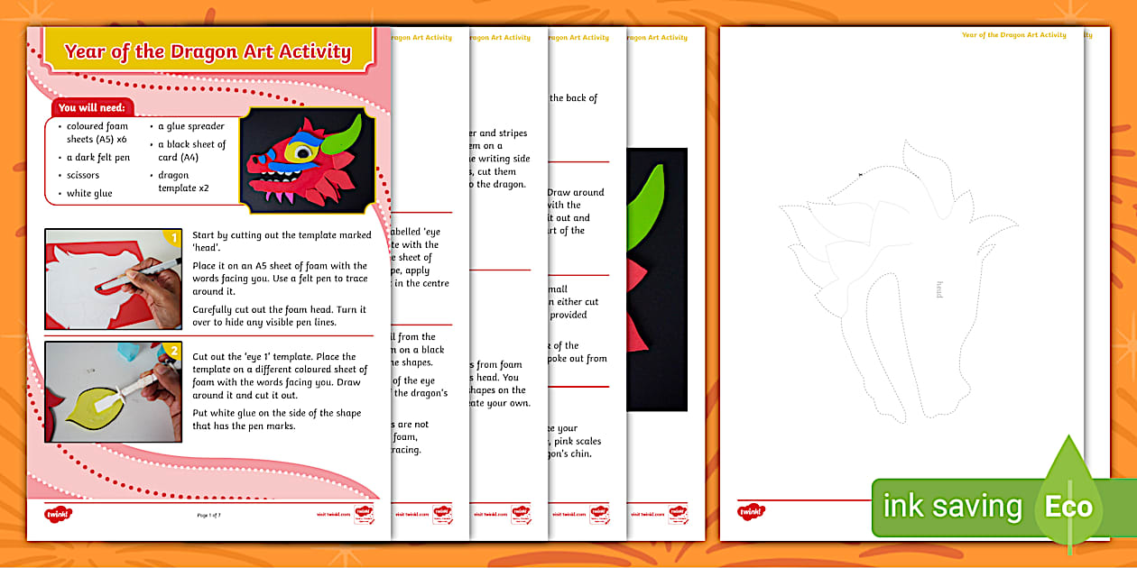 KS1 Year of the Dragon Art Activity (teacher made) - Twinkl