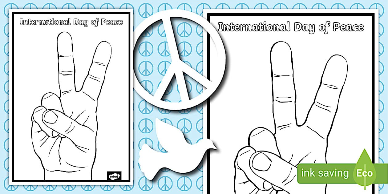 International Day of Peace Sign Hand Art Poster | Twinkl