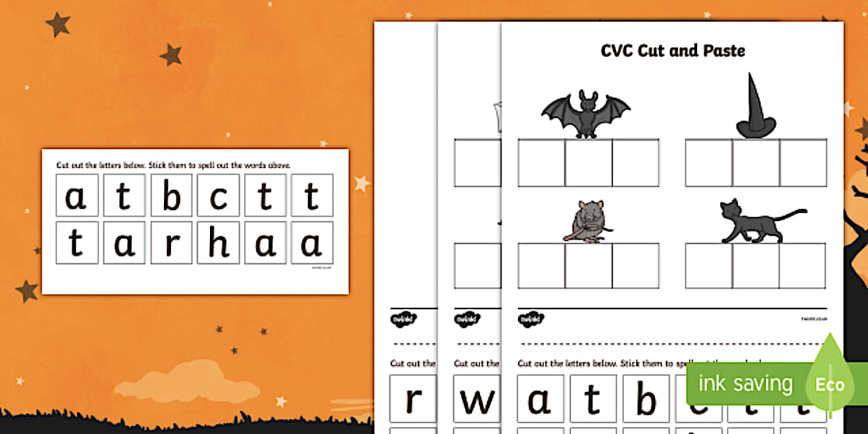 Halloween Cut and Paste | CVC Activity | Australian Primary