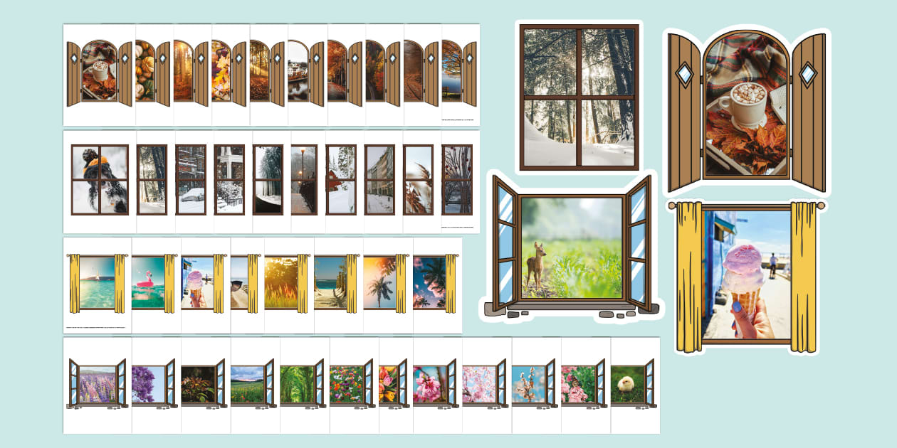 * NEW * Seasons Window Cut-Outs Pack - Twinkl Seasons