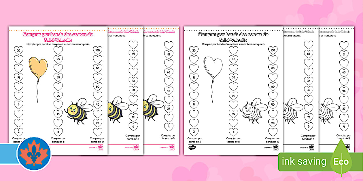 Valentine's Day Hearts Skip Counting Activity French