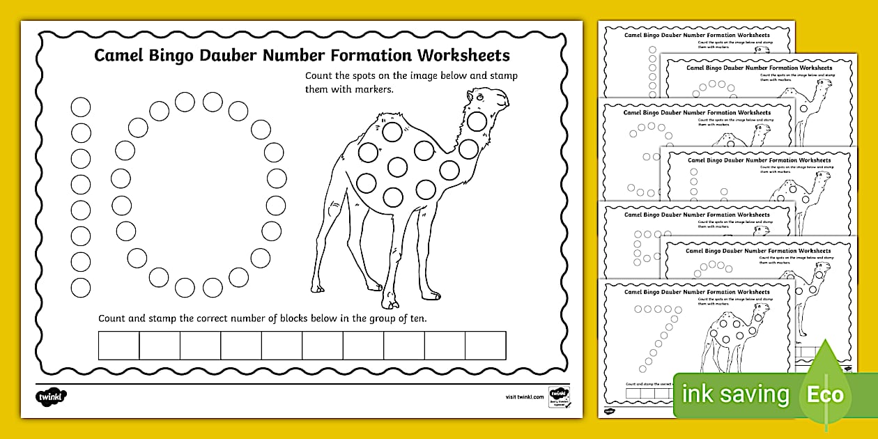 Camel Bingo Dauber Number Formation Worksheets | Twinkl KS1