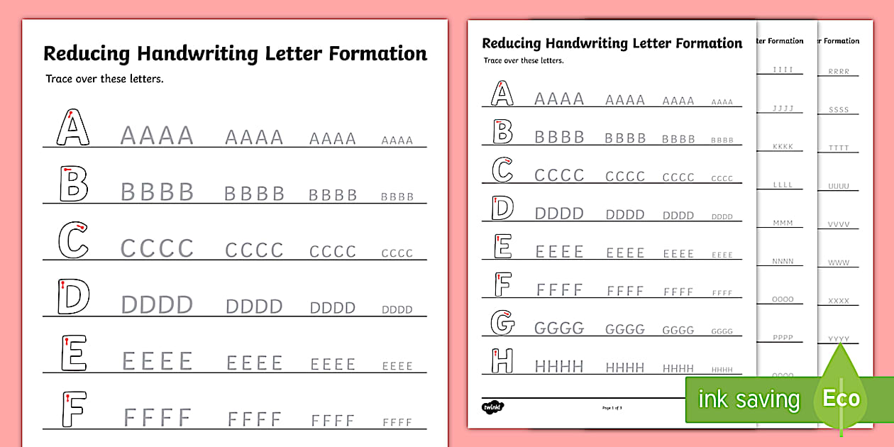 Higher Ability Reducing Handwriting Letter Formation Worksheets