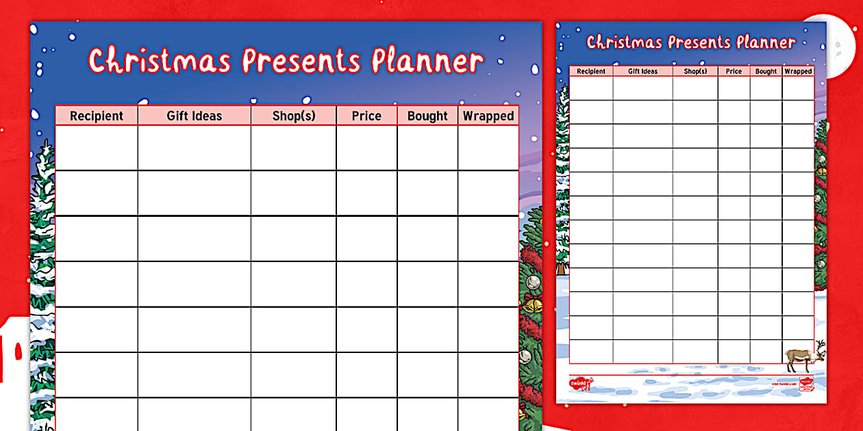 Staff Wellbeing Christmas Presents Planner | Twinkl