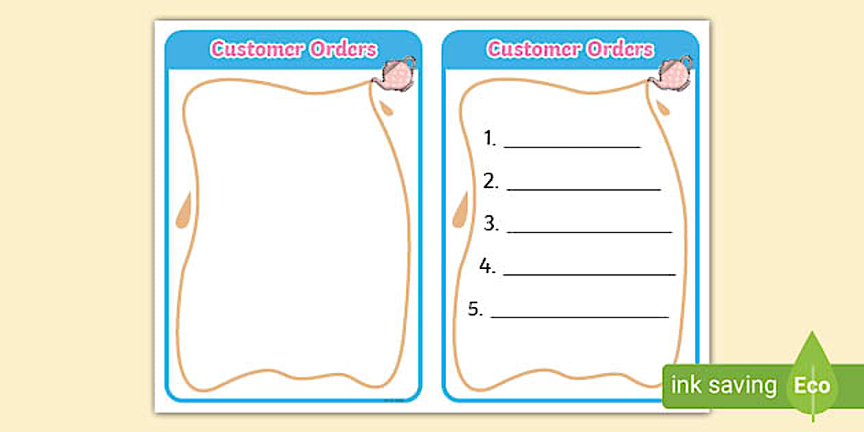 Afternoon Tea Role Play Order Form (teacher made) - Twinkl