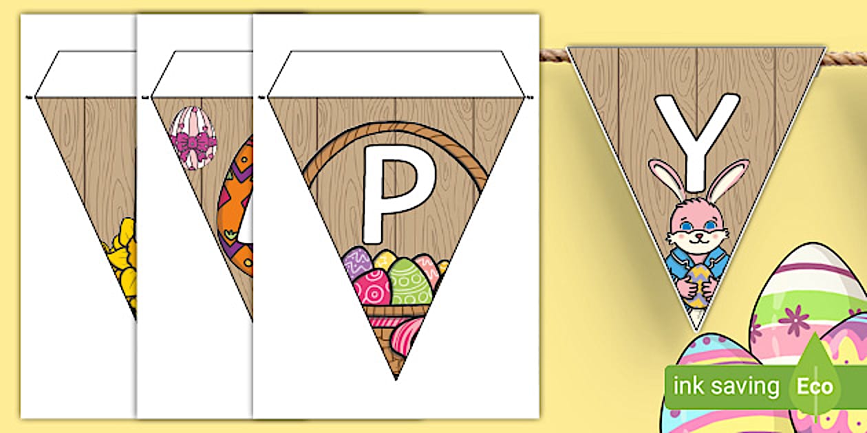 Wooden Easter Bunting - Display Resources (teacher made)