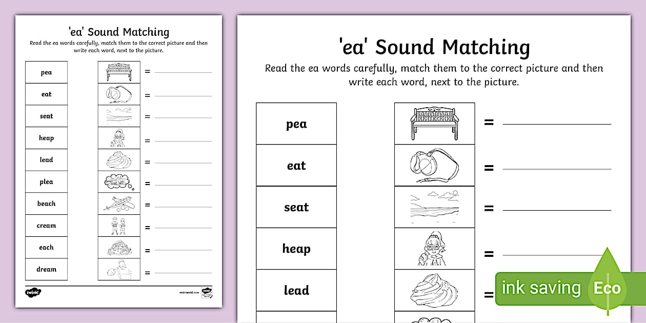 'ea' Sound Matching Activity Sheet (l'enseignant a fait)