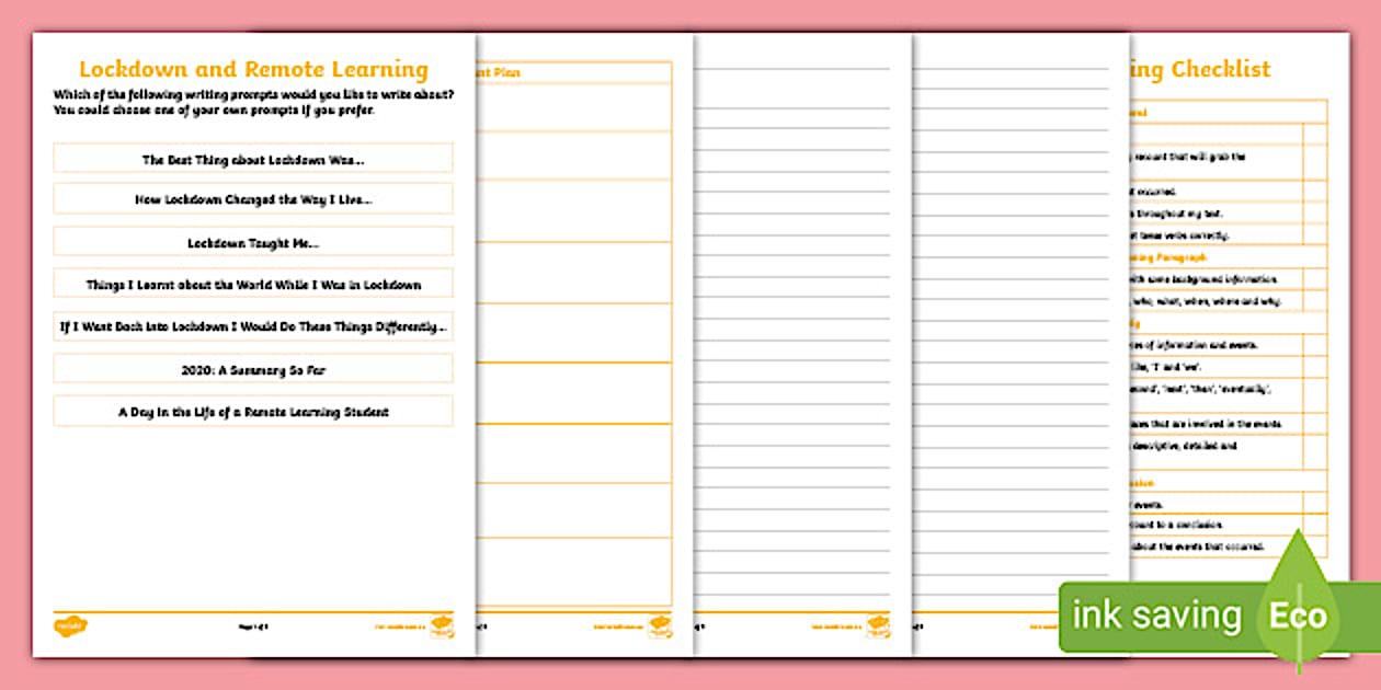 Isolation and Remote Learning Writing Prompts - Twinkl