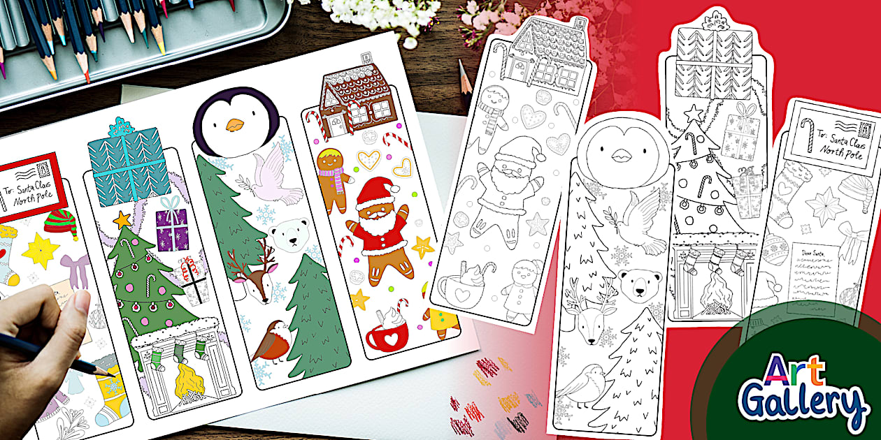 Christmas Colouring Bookmarks | Twinkl Art Gallery - Twinkl