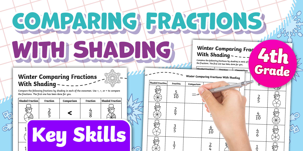 Fourth Grade Winter Comparing Fractions With Shading