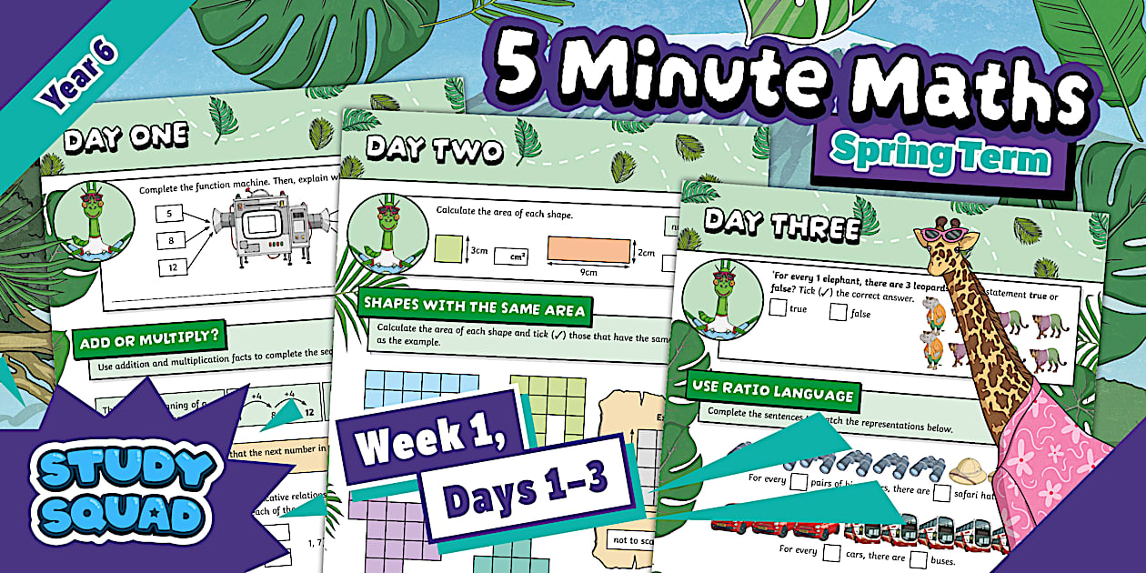 👉 Study Squad 5 Minute Maths - Year 6 Spring - Week 1 Days 1-3