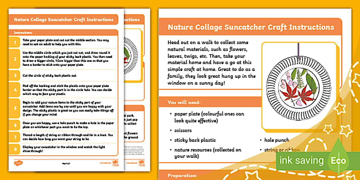 Nature Suncatcher Craft Instructions (Teacher-Made) - Twinkl