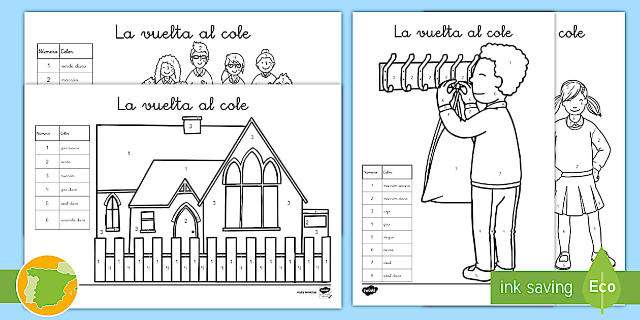 Colorear con números: La vuelta al cole (Teacher-Made)