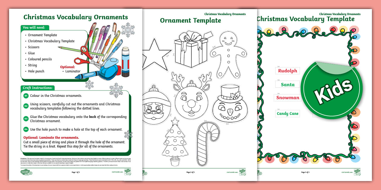 Twinkl ESL Kids Christmas Craft Ornaments