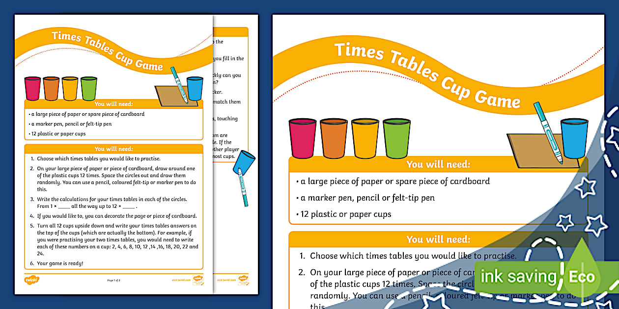 Times Tables Cup Game (teacher made) - Twinkl