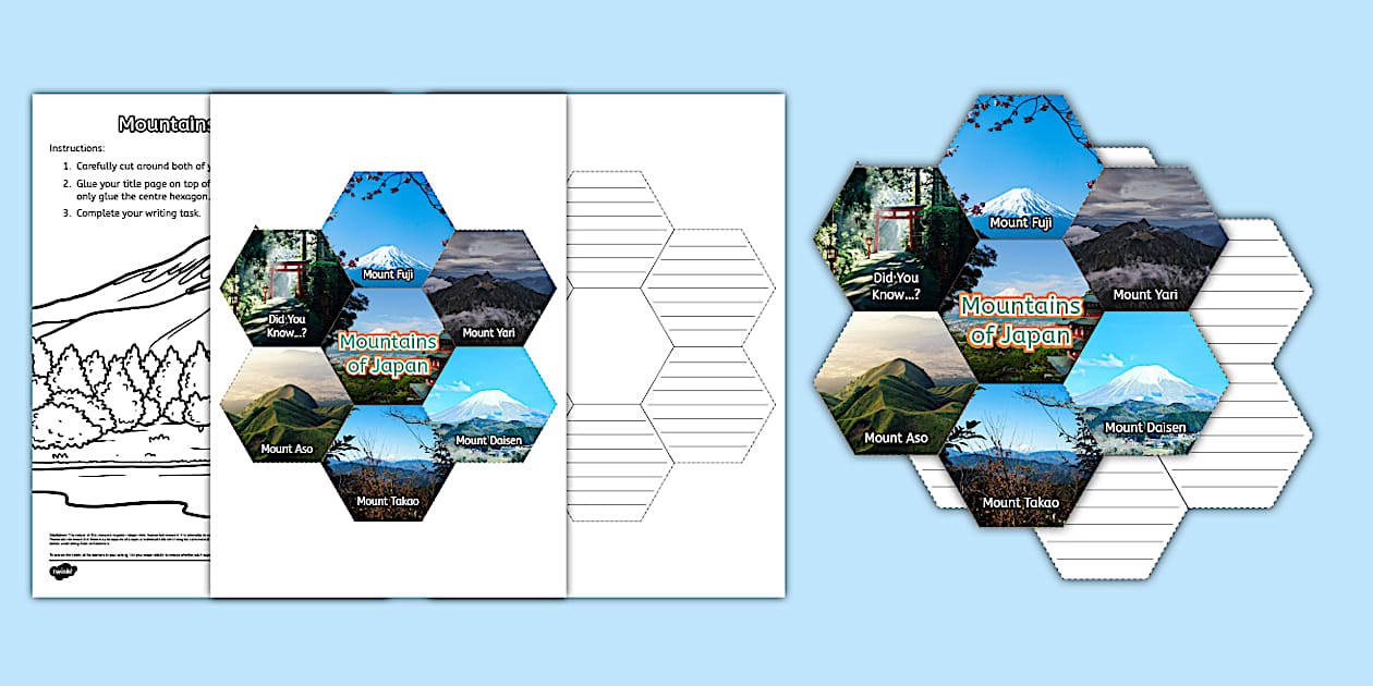 Mountains of Japan Hexagon Writing Template (Teacher-Made)