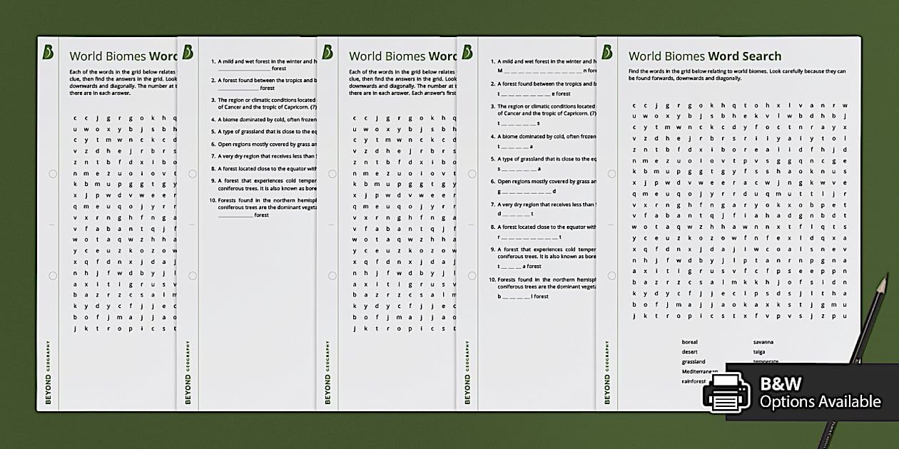 World Biomes Word Search