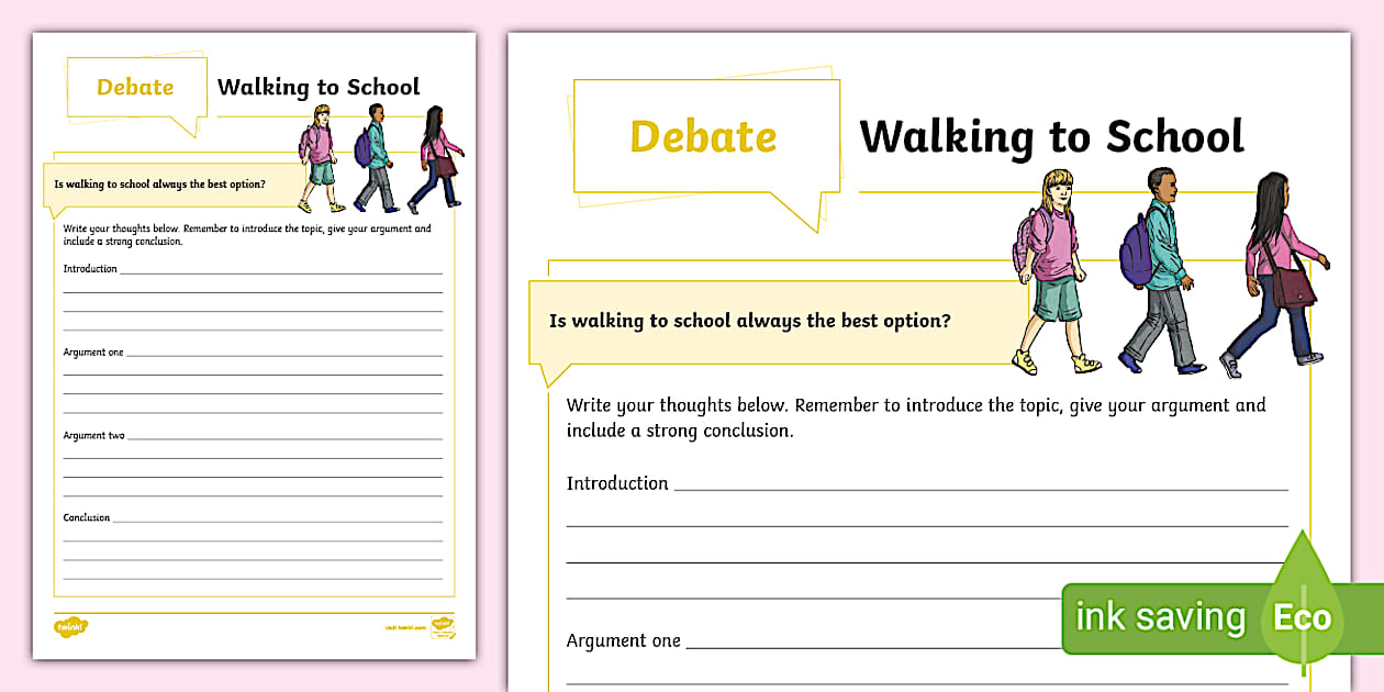 Walking to School Debate Writing Frame (Teacher-Made)